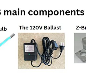 120V UV Lamp for HVAC Coil Systems (up to 5 tons) with 14″ 14W Ultraviolet Bulb