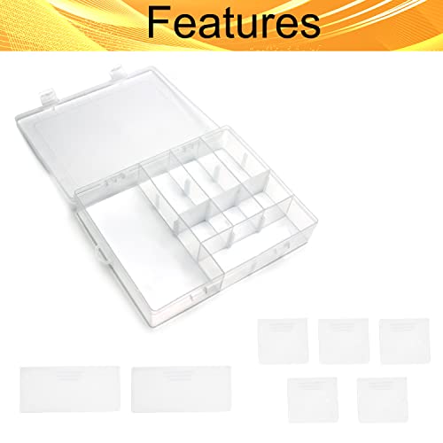 Juvielich Clear Plastic Organizer Box,14 Grids Storage Container Jewelry Box with Adjustable Dividers,for Beads Art DIY Crafts Jewelry Fishing Tackles 8.27"x6.69"x1.57"(LxWxH) 1PCS