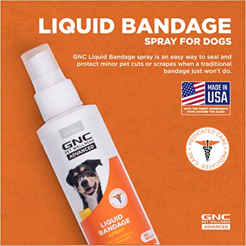 GNC Pets Advanced Liquid Bandage Spray for Dogs, Quick Drying | Dog Liquid Bandage for Dogs | Medicated Dog Spray, 4 oz Pets Dog Liquid Bandage, Made in The USA