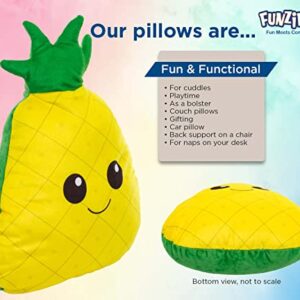 FUNZIEZ! Pineapple Plush Decorative Throw Pillow - Novelty Fruit Shaped Stuffed Pillow 14.5 x 10 in