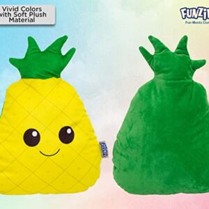 FUNZIEZ! Pineapple Plush Decorative Throw Pillow - Novelty Fruit Shaped Stuffed Pillow 14.5 x 10 in