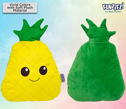 FUNZIEZ! Pineapple Plush Decorative Throw Pillow - Novelty Fruit Shaped Stuffed Pillow 14.5 x 10 in