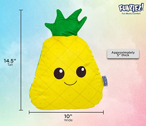 FUNZIEZ! Pineapple Plush Decorative Throw Pillow - Novelty Fruit Shaped Stuffed Pillow 14.5 x 10 in