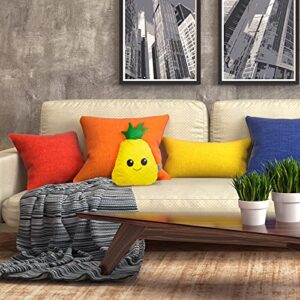 FUNZIEZ! Pineapple Plush Decorative Throw Pillow - Novelty Fruit Shaped Stuffed Pillow 14.5 x 10 in