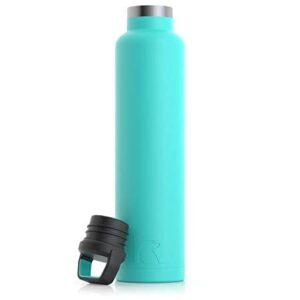 rtic 26 oz vacuum insulated water bottle, metal stainless steel double wall insulation, bpa free reusable, leak-proof thermos flask for hot and cold drinks, travel, sports, camping, teal