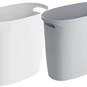 Feiupe 4 Gallon Small Trash Can Bathroom Wastebasket Garbage Can for Kitchen Office Bathroom Bedroom (White+Gray, 4 Gallon(2 Pack))