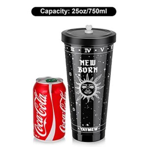 Insulated 24oz Stainless Steel Witch Witchy Tumbler with Straw Gothic Goth Travel Coffee Cup Vacuum Water Bottle Simple Modern Kitchen Decor Mug for Thanksgiving Christmas Gift Travel Thermos 750ml