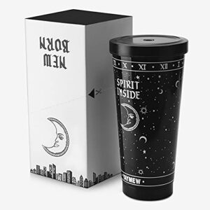 Insulated 24oz Stainless Steel Witch Witchy Tumbler with Straw Gothic Goth Travel Coffee Cup Vacuum Water Bottle Simple Modern Kitchen Decor Mug for Thanksgiving Christmas Gift Travel Thermos 750ml