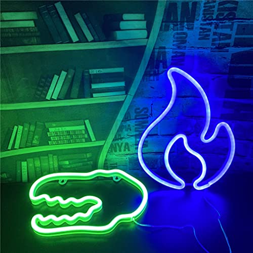 QiaoFei Flame Neon Sign Lights Hanging Decorative Neon Light USB or Battery Operated for Home Bedroom Bar Restaurant Christmas Birthday Party Gift LED Art Wall Decoration Light-Blue