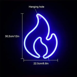 QiaoFei Flame Neon Sign Lights Hanging Decorative Neon Light USB or Battery Operated for Home Bedroom Bar Restaurant Christmas Birthday Party Gift LED Art Wall Decoration Light-Blue