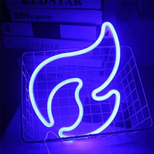 QiaoFei Flame Neon Sign Lights Hanging Decorative Neon Light USB or Battery Operated for Home Bedroom Bar Restaurant Christmas Birthday Party Gift LED Art Wall Decoration Light-Blue