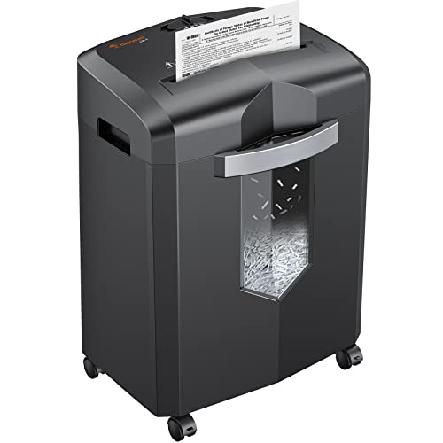 Bonsaii 16-Sheet Paper Shredder for Office, 40-Minute Home Office Heavy Duty Shredder, Crosscut Shredders for CD, Credit Card, Mails, Staple, Clip, with 4 Casters & 5.3 Gal Pullout Basket (C267-A)