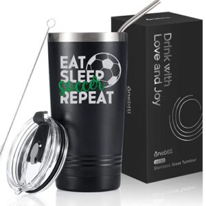 onebttl soccer gifts for teen boys - [eat sleep soccer repeat]- soccer player gifts for men, coach, soccer crazy dad, son, teammates, trainee, football lovers water bottle 20oz - black…