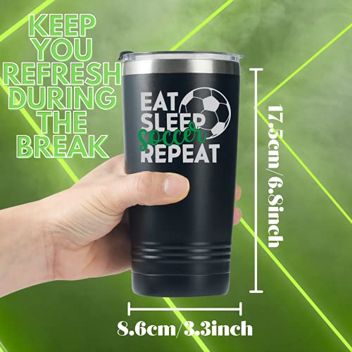 Onebttl Soccer Gifts for Teen Boys - [Eat Sleep Soccer Repeat]- Soccer Player Gifts For Men, Coach, Soccer Crazy Dad, Son, Teammates, Trainee, Football Lovers Water Bottle 20Oz - Black…