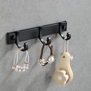 Geobella Coat Hooks Wall Mounted with 3 Rail Silding Hooks for Hanging Coats Purse Clothes Jacket Backpack Entryway Bathroom，Black