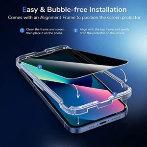 Syncwire Privacy Screen Protector for iPhone 13/13 Pro/14 (6.1'') - 2 Pack Anti Spy Tempered Glass Easy Installation Frame, 9H Hardness, Shatterproof, Bubble Free Private Tempered Glass - Black