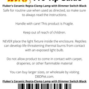 Fluker's Repta-Clamp Lamp Ceramic with Dimmable Switch 8.5in - Includes Attached DBDPet Pro-Tip Guide