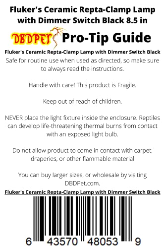 Fluker's Repta-Clamp Lamp Ceramic with Dimmable Switch 8.5in - Includes Attached DBDPet Pro-Tip Guide