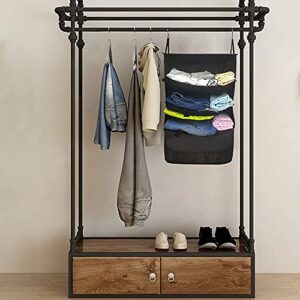 Zqyuboo Portable Hanging Travel, 3-Shelf Hanging Closet Organizer, Collapsible Hanging Closet Shelves, Hanging Organizer for Closet & RV, Large (Black)