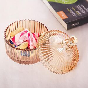 erioctry 300ml/10oz Elegant Crystal Candy Jar with Lid Decorative Candy Dish Bowl Tent Shaped Glass Biscuit Jar Wedding Candy Buffet Jar Container for Home Office Desk Gift