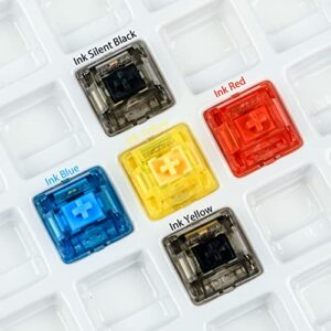 Custom Switch Gateron Ink 5 pin V2 Switches Transparent Smokey Housing Black Red Blue Silent Black Yellow for Mechanical Keyboard (70 PCS, Black Ink)