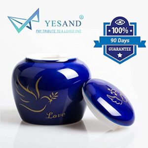 Yesand Small Urns for Human Ashes, Ceramic Mini Keepsake Cremation Urn, Sharing Personal Funeral Ashes Urn for Human or Pet with This Warm and Loving Mini Cremation Urn