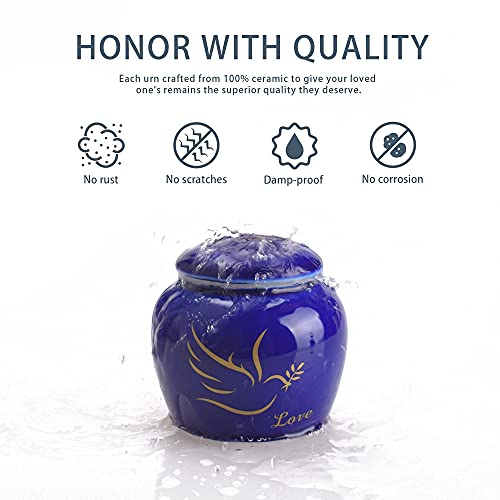 Yesand Small Urns for Human Ashes, Ceramic Mini Keepsake Cremation Urn, Sharing Personal Funeral Ashes Urn for Human or Pet with This Warm and Loving Mini Cremation Urn