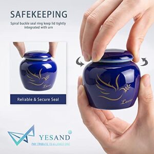 Yesand Small Urns for Human Ashes, Ceramic Mini Keepsake Cremation Urn, Sharing Personal Funeral Ashes Urn for Human or Pet with This Warm and Loving Mini Cremation Urn