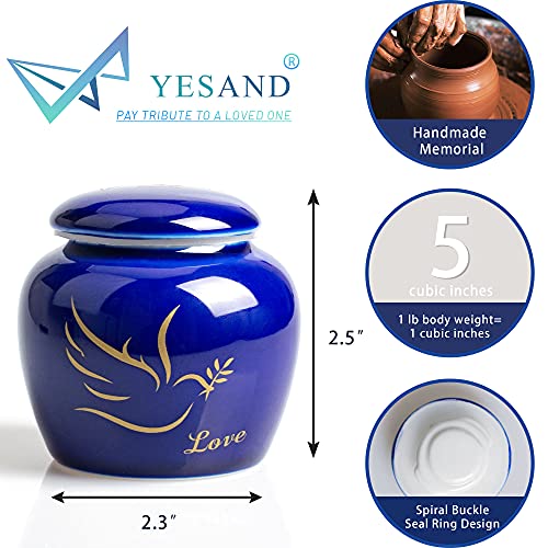 Yesand Small Urns for Human Ashes, Ceramic Mini Keepsake Cremation Urn, Sharing Personal Funeral Ashes Urn for Human or Pet with This Warm and Loving Mini Cremation Urn