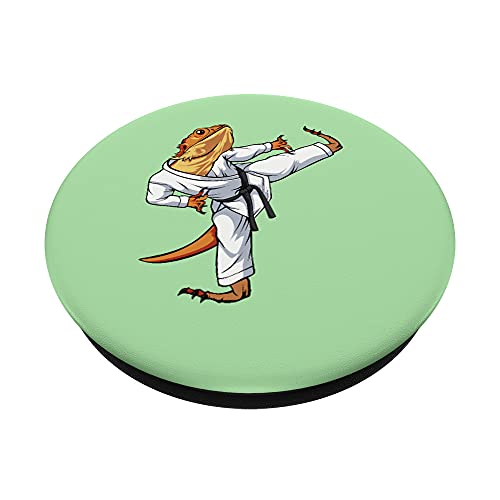 Funny Bearded Dragon Karate Reptile Pogona Martial Arts Pose PopSockets Swappable PopGrip