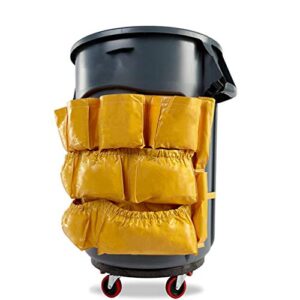 Multi- pockets Vinyl Caddy Bag- Yellow Trash Bin Tool Caddy Bag, garbage bin caddy bag Trash Caddy Bag for Maid Cleaning Trash cleaning tool caddy Can brute caddy bag