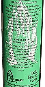 Continental Candle Virgin de Guadalupe 7 Day novena Candle 8'' Pillar in Green Sanctuary Series