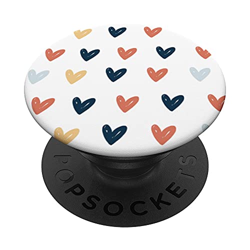 Neutral Pastel Colors Cute Love Hearts With White Background PopSockets Swappable PopGrip