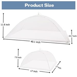 Kerally 5 Pack Mesh Food Cover Set, 1 Jumbo (40”x24”) & 4 Large (17”x17”) Pop-Up Food Nets/Food Covers For Indoor Outdoors, Reusable and Collapsible, Fly Covers