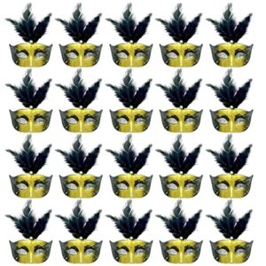 blue garlic mini masks party decoration, 20pcs small mardi gras mask venetian mask new year birthday luxury table centerpieces (goldsimple-20pcs)