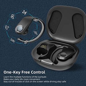 Wireless Earbuds Sports, Sewowibo Bluetooth 5.0 Earhooks Headset with Deep Bass, IPX7 Waterproof Earphone Noise Cancelling CVC8.0 in-Ear Headphones, 48H Playtime with Charging Case for Workout Running