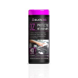 suds lab dz protective interior wipes, interior shield car protectant wipes, clean and protect automotive surfaces from uv damage, fading, and dust buildup, natural matte polish, 40 count