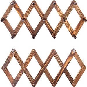 HILIPE Accordion Style Wooden Expandable Coat Rack Wall Mounted 13 Pegs Hook for Hat Coffee Mug Key Jacket Bag Towel Umbrella Porch (Retro Brown)