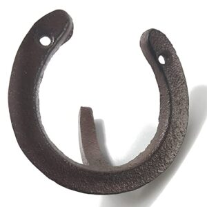 RONYOUNG 2PCS Cast Iron Western Single Horseshoe Hook for The Wall (Dark Brown)