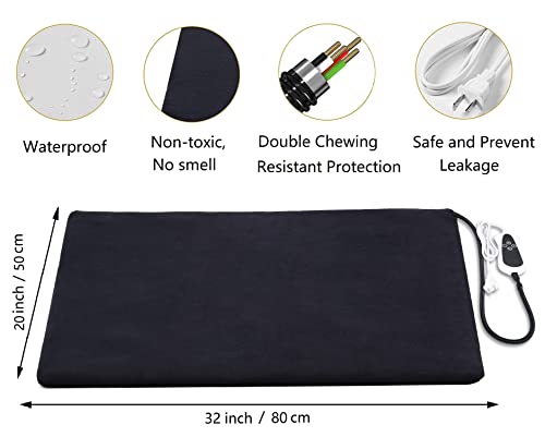 Pet Heating Pad for Dog Heating Pad for Cat Electric Mat Heated Pet Bed Mat Pet Heating Pad with Timer and Soft Washable Cover (X-Large:32" x 20")