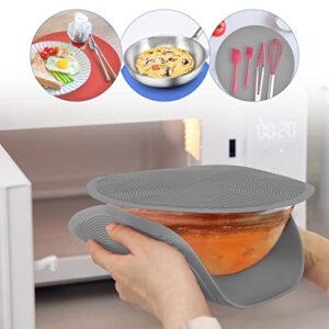 KooMall 12 10 8 Inch Multi-use Microwave Mat, Trivet, Pot Holders, Drying, Baking, Place Mat, Utensils Rest, Silicone Cover Pad for Hot Pot Pans Bowls Plates Dishes Kitchen Counter,Heat Resistant,Gray