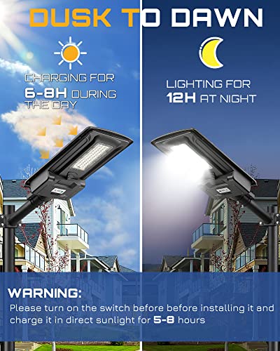 Favorwe 300W Solar Street Light, 20000 Lumens LED Street Lights Solar Powered Outdoor, Solar Parking Lot Lights with Motion Sensor and Remote Control, Waterproof Heavy Duty Die-Casting Aluminum