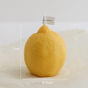 Lemon Shaped Scented Candle,100G Fruit Aroma Soy Wax Decorative Candle for Table Photo Prop Birthday Gift,Prefect for Meditation Stress Relief Mood Boosting Bath Yoga (Yellow)