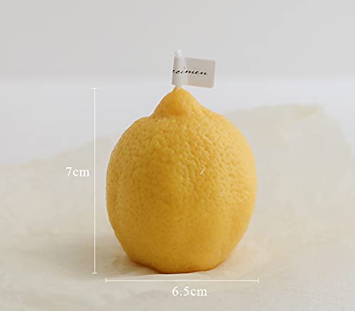 Lemon Shaped Scented Candle,100G Fruit Aroma Soy Wax Decorative Candle for Table Photo Prop Birthday Gift,Prefect for Meditation Stress Relief Mood Boosting Bath Yoga (Yellow)