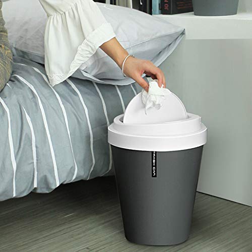 VREF Indoor Trash Can Wastebasket Household Coffee Cup Style Plastic Trash Can Living Room Kitchen Waste Bin Garbage Can (Color : Gray, Size : 32CM)