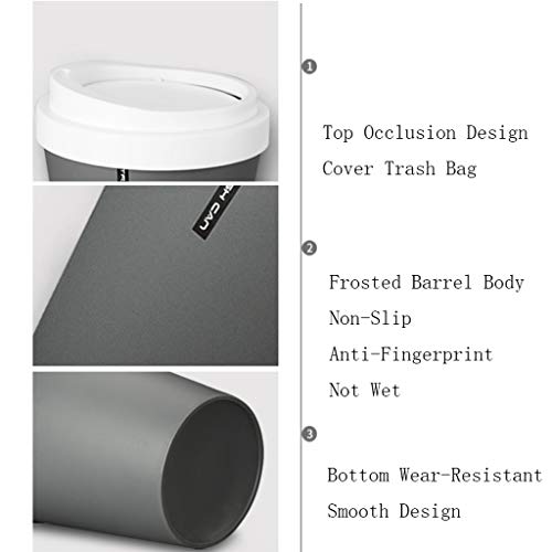 VREF Indoor Trash Can Wastebasket Household Coffee Cup Style Plastic Trash Can Living Room Kitchen Waste Bin Garbage Can (Color : Gray, Size : 32CM)