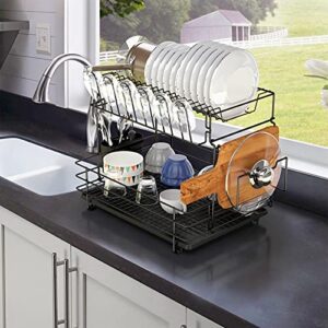 Dish Drying Rack, Auledio Dish Organizer 2 Tier Dish Drain with Utensil Holder, Cutting Board Holder, Cup Holder, Dish Racks for Kitchen Counter