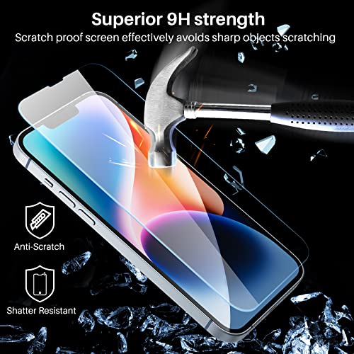 TOZO Compatible for iPhone 14 Screen Protector Compatible for iPhone 13/13 Pro Screen Protector 6.1 inch 3 Pack Premium Tempered Glass 0.26mm 9H Hardness 2.5D Film Easy Install 6.1 inch