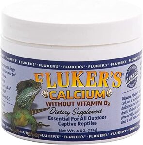 dbdpet fluker's reptile calcium supplement without vitamin d3 4oz - includes attached pro-tip guide