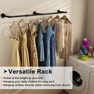 UlSpeed Clothes rack, 72.4in Wall Mounted Industrial Pipe Clothing Rack, Garment Rack Space Saver Hanging Clothes Rack, Heavy Duty Detachable Garment Rack, Multi-Purpose Hanging Rod for Closet, 1 Pack